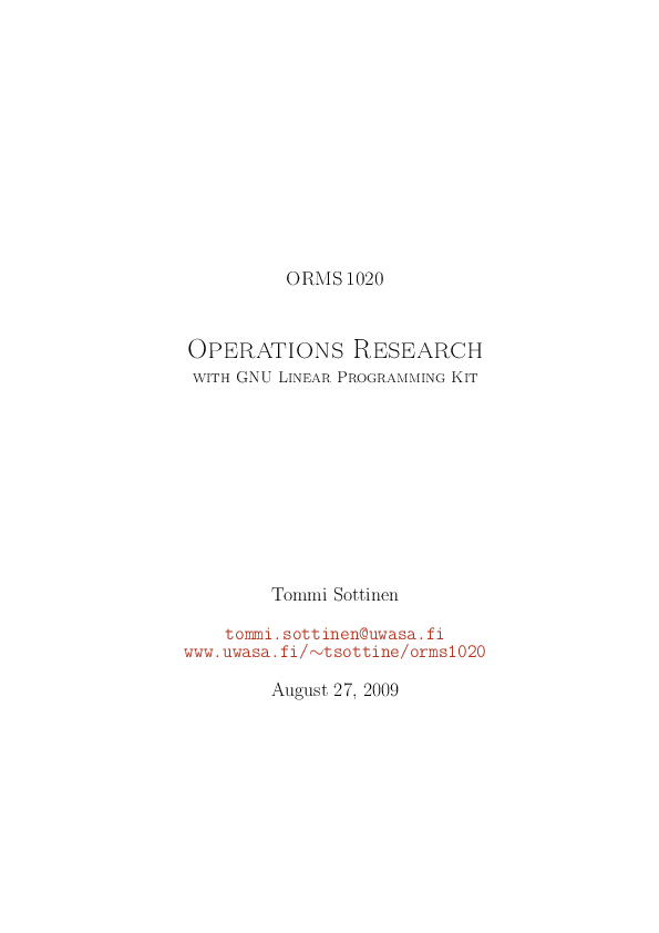 (PDF) 1 Operation Research