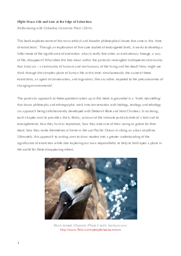 (PDF) Flight Ways: Life and Loss at the Edge of Extinction