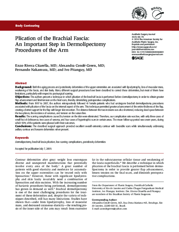 (PDF) Plication of the Brachial Fascia: An Important Step in ...