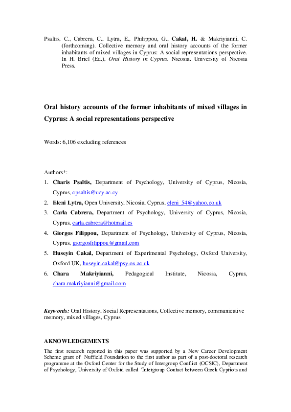 (PDF) Collective memory and oral history accounts of the former ...