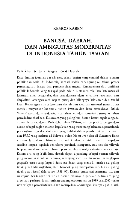 (PDF) 'Bangsa, daerah, dan ambiguitas modernitas di Indonesia tahun ...