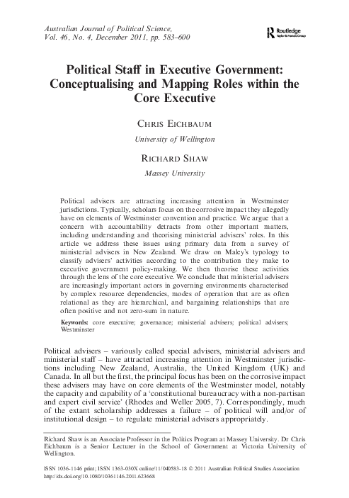 (PDF) Political Staff in Executive Government: Conceptualising and ...