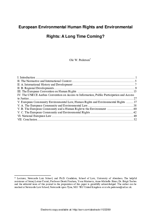 (PDF) European Environmental Human Rights and Environmental Rights: A ...