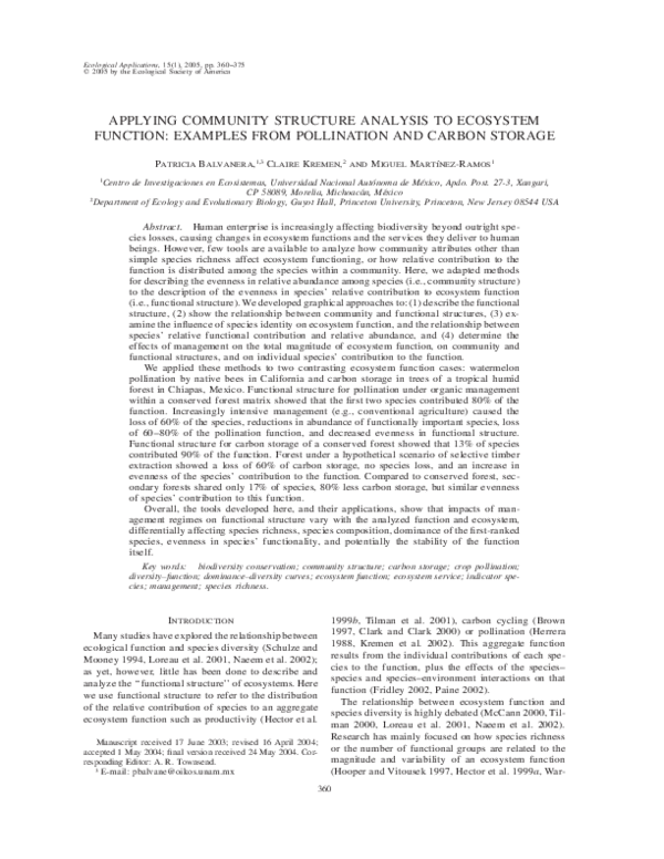 (PDF) APPLYING COMMUNITY STRUCTURE ANALYSIS TO ECOSYSTEM FUNCTION ...