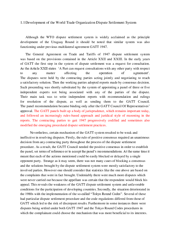 Development of the World Trade Organization Dispute Settlement System