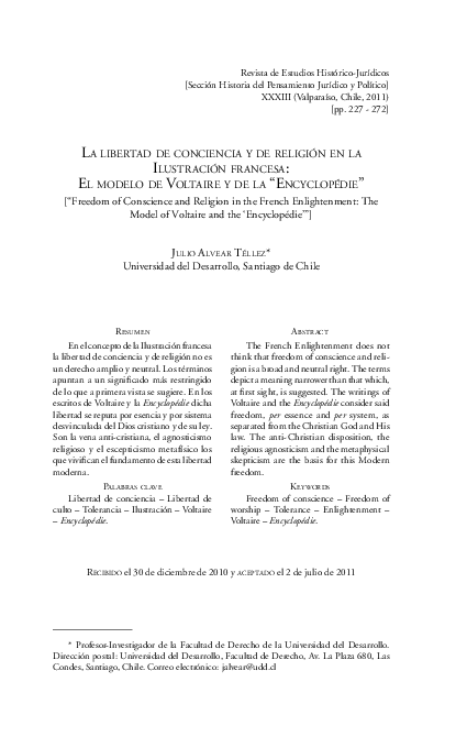 (PDF) Julio Alvear. Critica Libertad de conciencia de la Ilustración