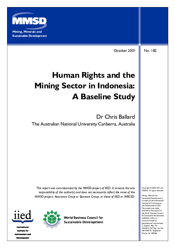 (PDF) Human Rights and the Mining Sector in Indonesia: A Baseline Study