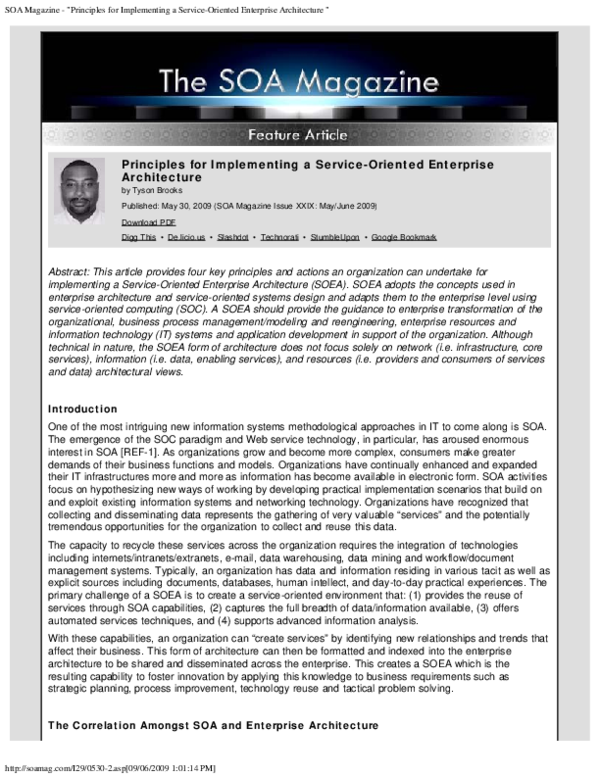(PDF) Principles for Implementing a Service-Oriented Enterprise Architecture