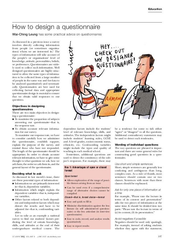(PDF) How to design a questionnaire