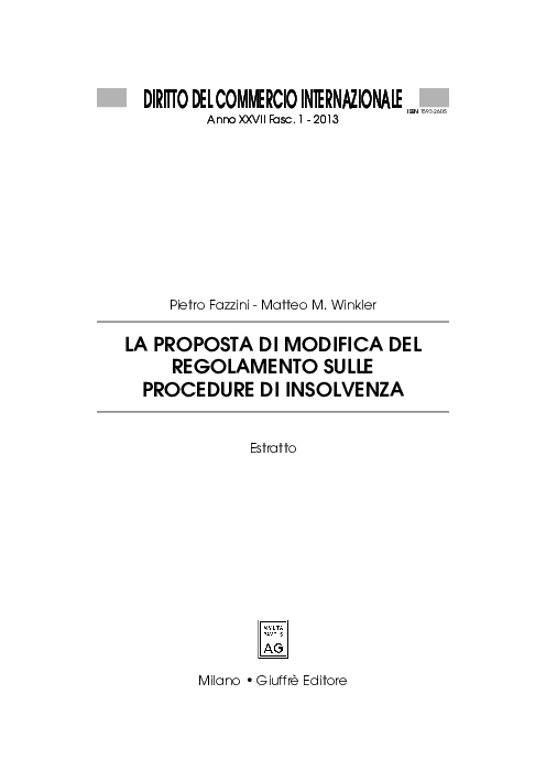 (PDF) La proposta di modifica del Regolamento sulle procedure d'insolvenza