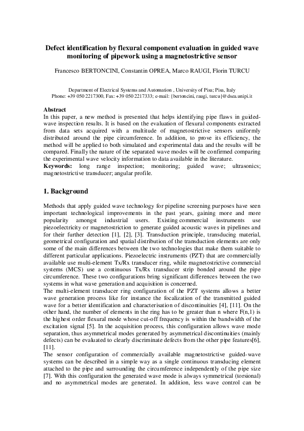 (PDF) Defect identification by flexural component evaluation in gui ded ...