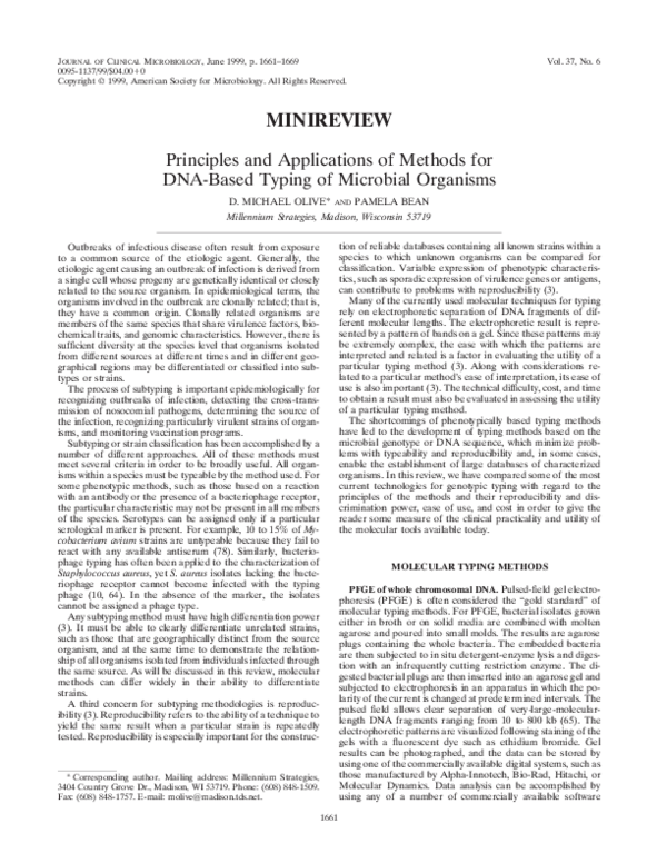 (PDF) Principles and Applications of Methods for DNA-Based Typing of ...