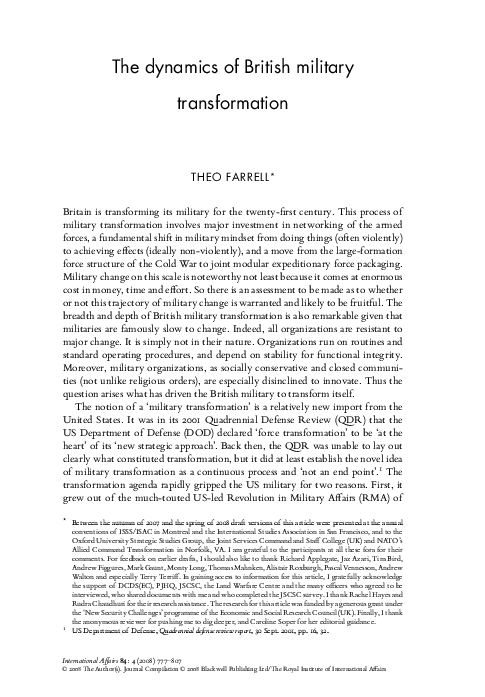 (PDF) The dynamics of British military transformation