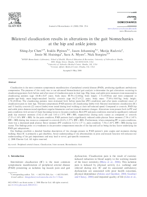 (PDF) Bilateral claudication results in alterations in the gait ...
