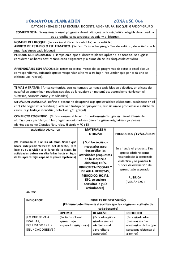 (PDF) formato de planeacion