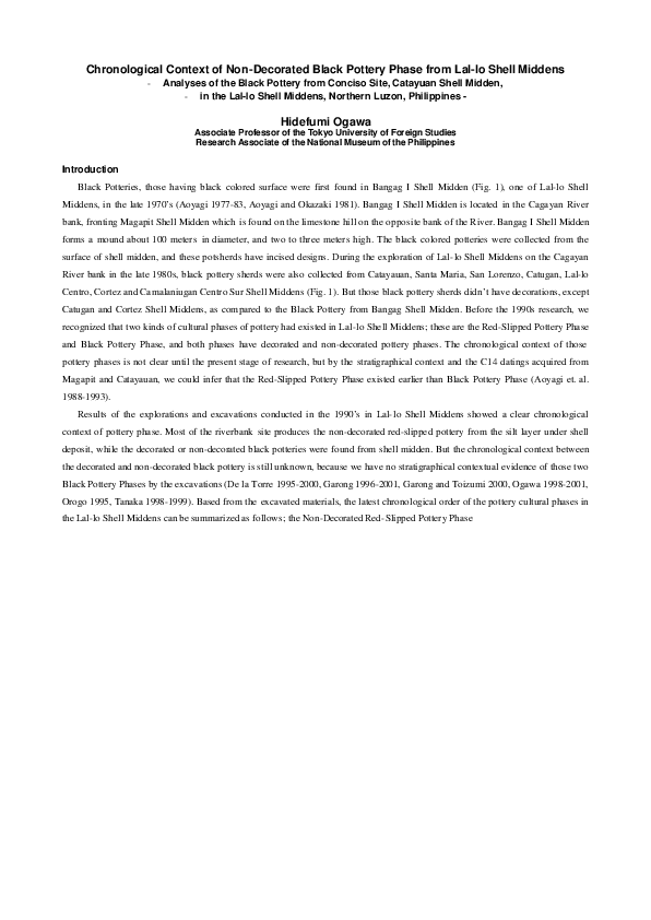 (PDF) Chronological Context of Non-Decorated Black Pottery Phase from ...