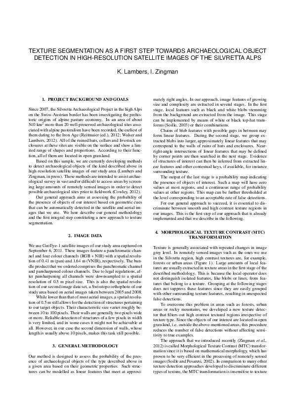 (PDF) Texture segmentation as a first step towards archaeological ...