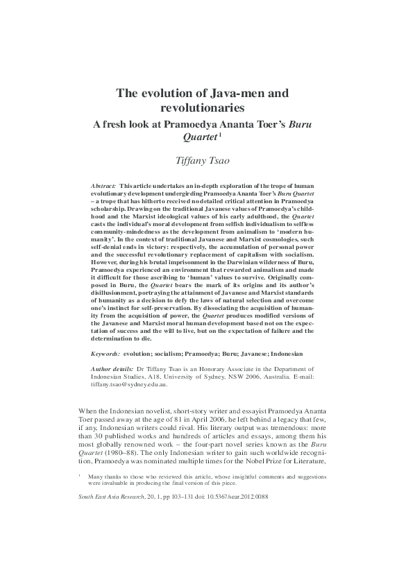 (PDF) The Evolution of Java-men and Revolutionaries: a fresh look at ...