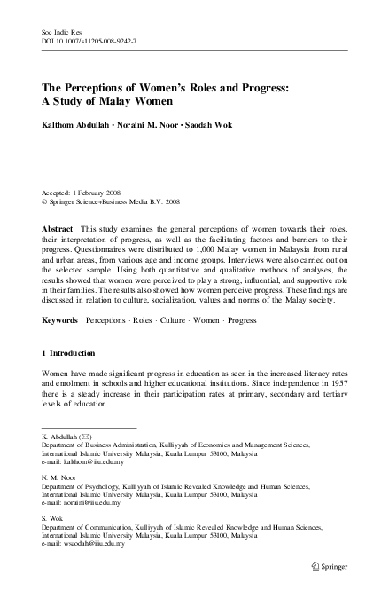 (PDF) The Perceptions of Women