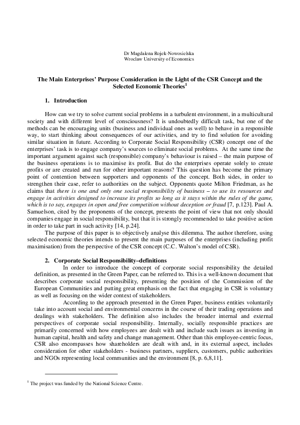 (PDF) The Main Enterprises' Purpose Consideration in the Light of the ...