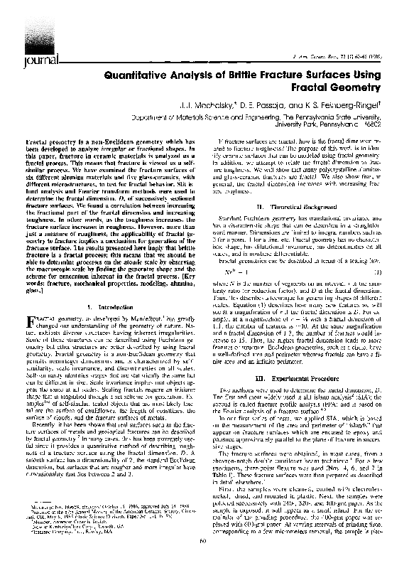 (PDF) Quantitative Analysis of Brittle Fracture Surfaces Using Fractal ...