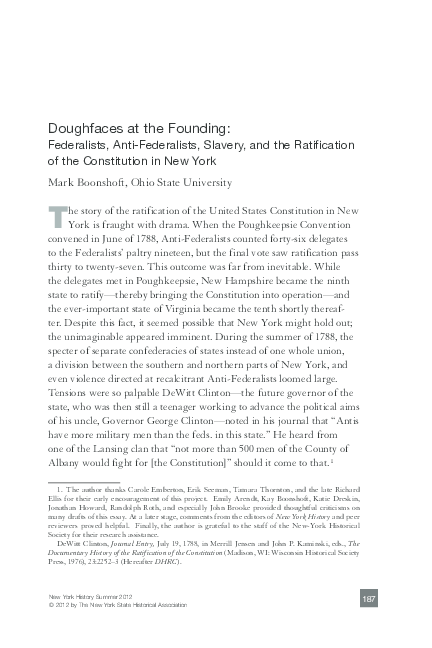 (PDF) Doughfaces at the Founding: Federalists, Anti-Federalists ...