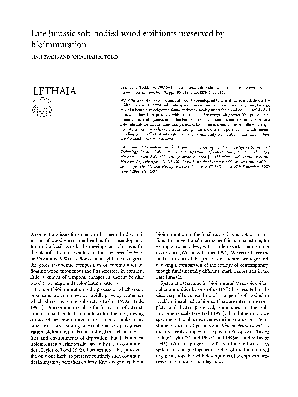 (PDF) Late Jurassic soft-bodied wood epibionts preserved by bioimmuration