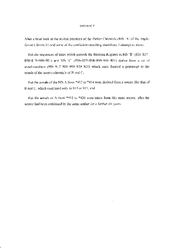 (PDF) Guide-Numbers in Early Copies of the Anglo-Saxon Chronicle
