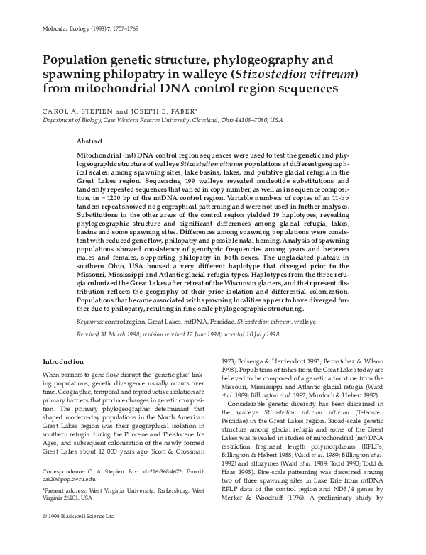 (PDF) Population genetic structure, phylogeography and spawning ...