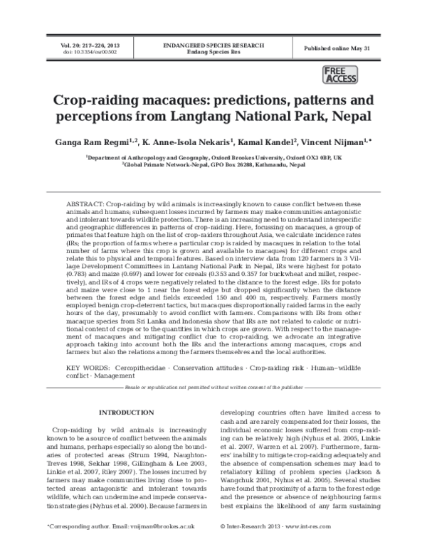 (PDF) Regmi et al. 2013 crop-raiding macaques