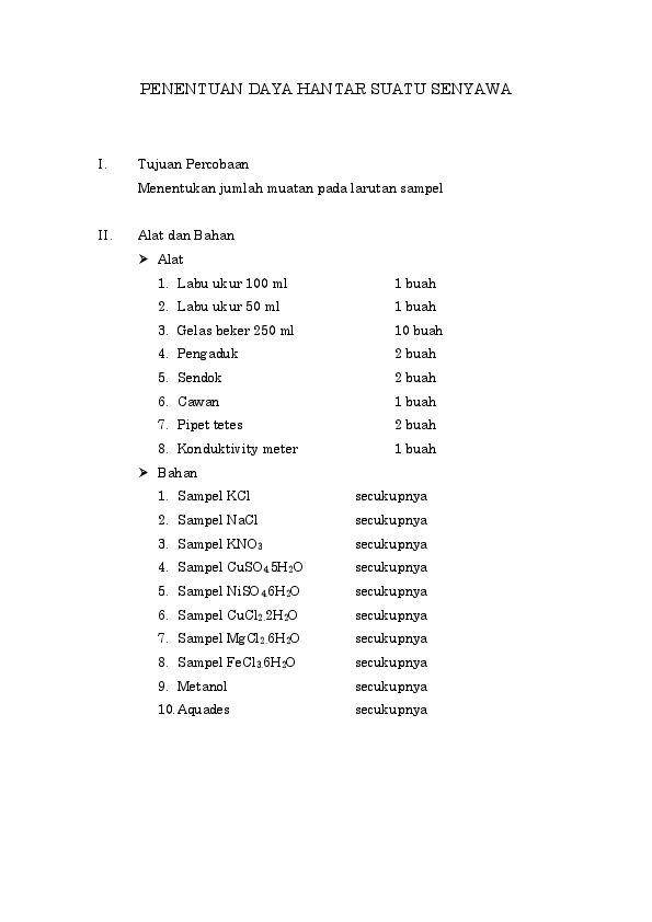 (DOC) PENENTUAN DAYA HANTAR SUATU SENYAWA