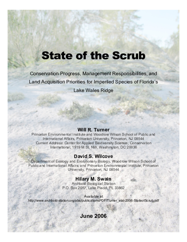 (PDF) State of the Scrub Conservation Progress, Management ...