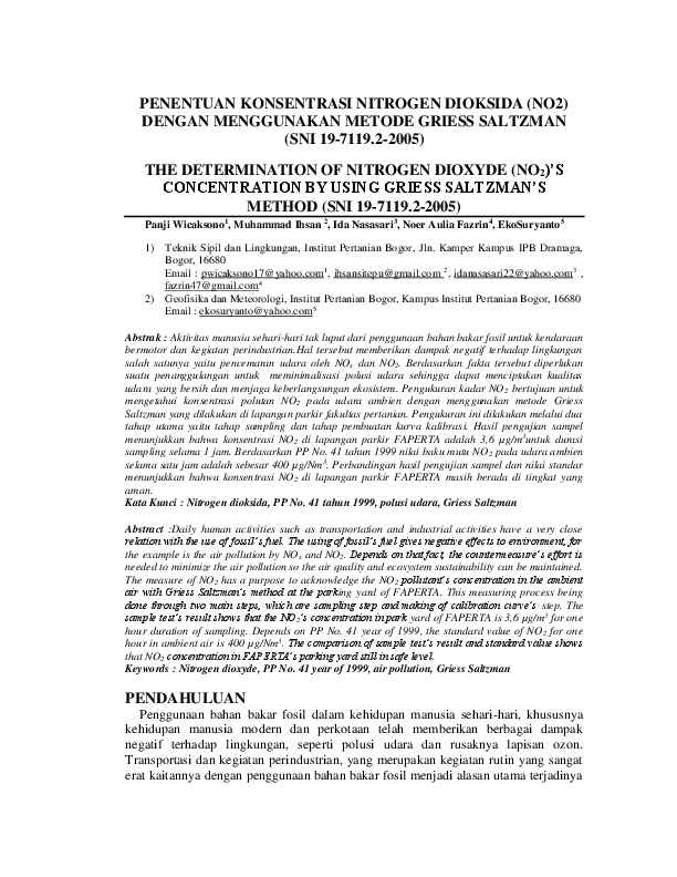 THE DETERMINATION OF NITROGEN DIOXYDE (NO2)’S CONCENTRATION BY USING ...