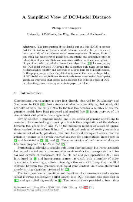 (PDF) A Simplified View of DCJ-Indel Distance