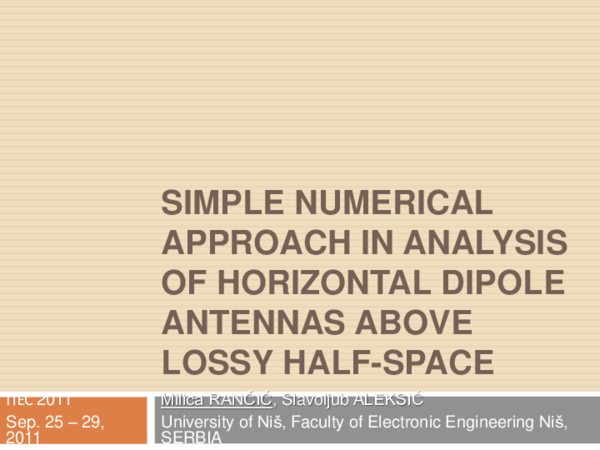 Ppt Simple Numerical Approach In Analysis Of Horizontal Dipole
