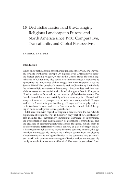 (PDF) De-Christianization and the changing religious landscape in ...
