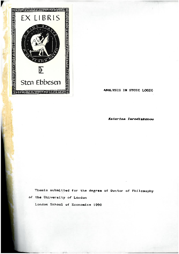 (PDF) Analysis in Stoic logic