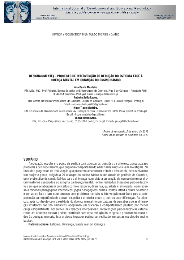 Monteiro, Ana; Lopes, Andreia; Madeira, Hugo; Seco, Joana; (2012 ...