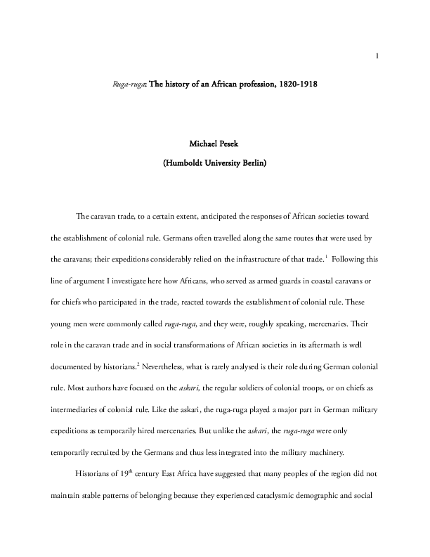 (PDF) Ruga-ruga. The history of an East African profession, 1820-1919