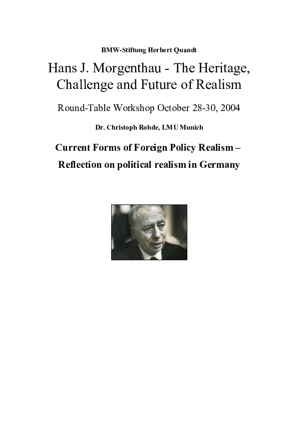 (PDF) Current Forms of Foreign Policy Realism – Reflection on political ...