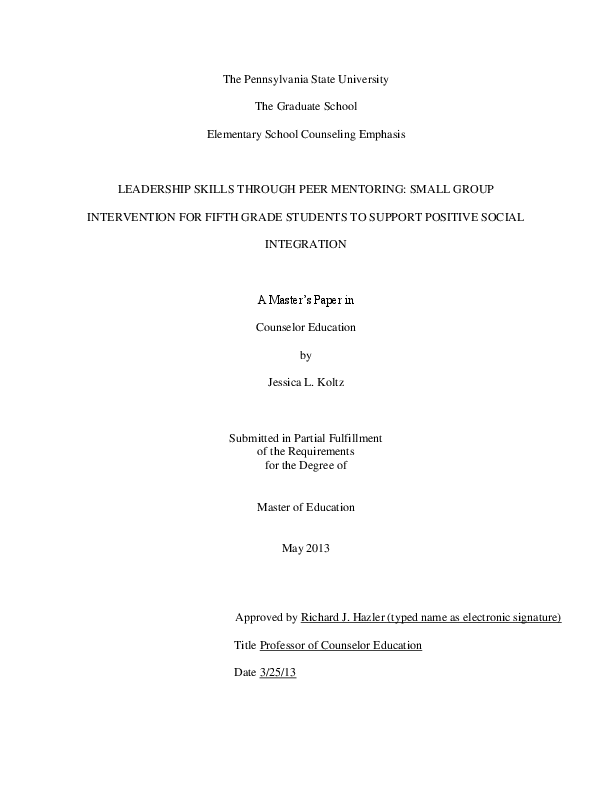 (DOC) Leadership Skills Through Peer Mentoring: Small Group ...