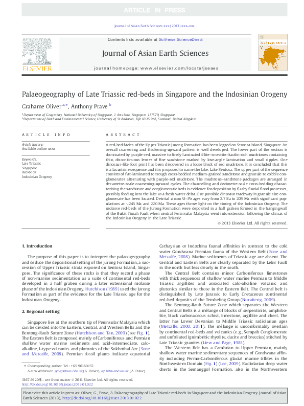 (PDF) Palaeogeography of the Jurong Formation, Singapore and the ...
