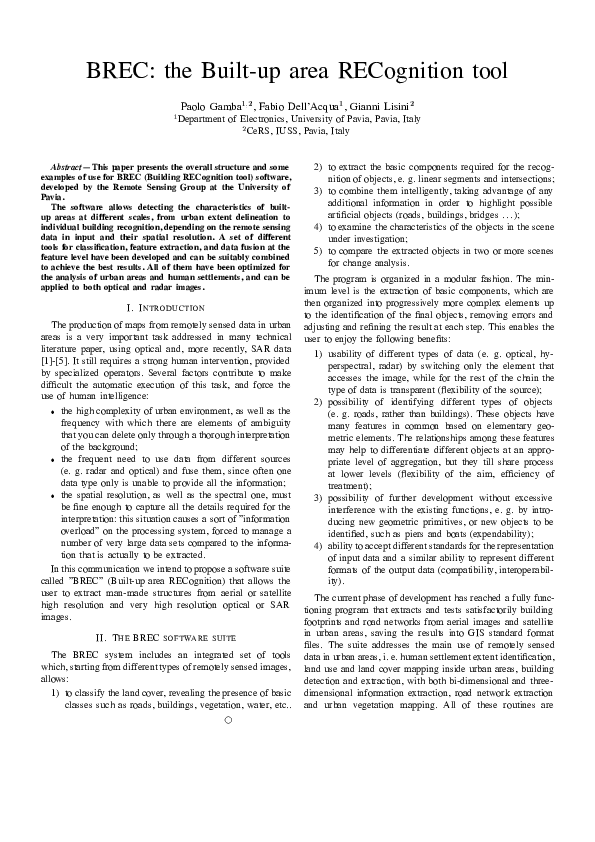 (PDF) BREC: The Built-up area RECognition tool