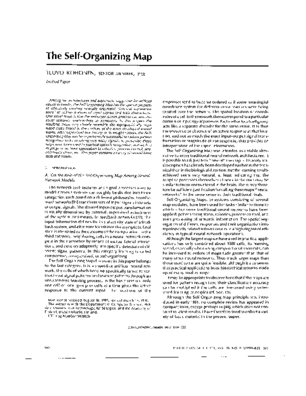 (PDF) The Self-Organizing Map (Kohonen)