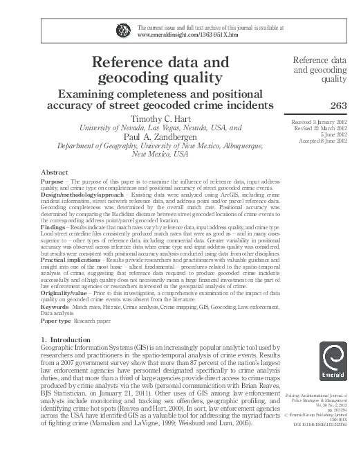 Reference Data And Geocoding Quality Examining Completeness And