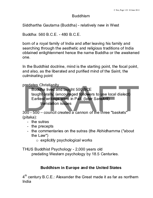 (PDF) Buddhist Psychology - Lecture Notes for Personality - DRAFT