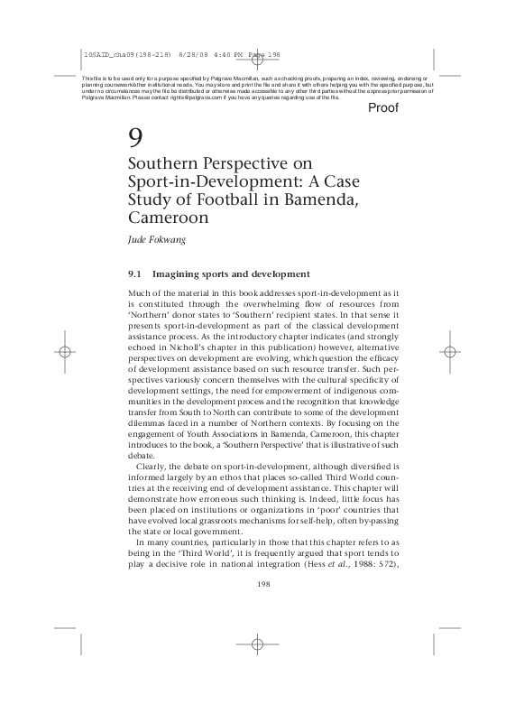 (PDF) Southern Perspective on Sport-in-Development: A Case Study of ...