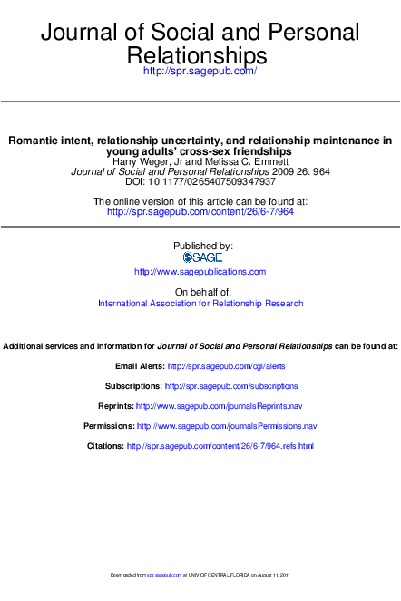 (PDF) Romantic intent, relationship uncertainty, and relationship ...