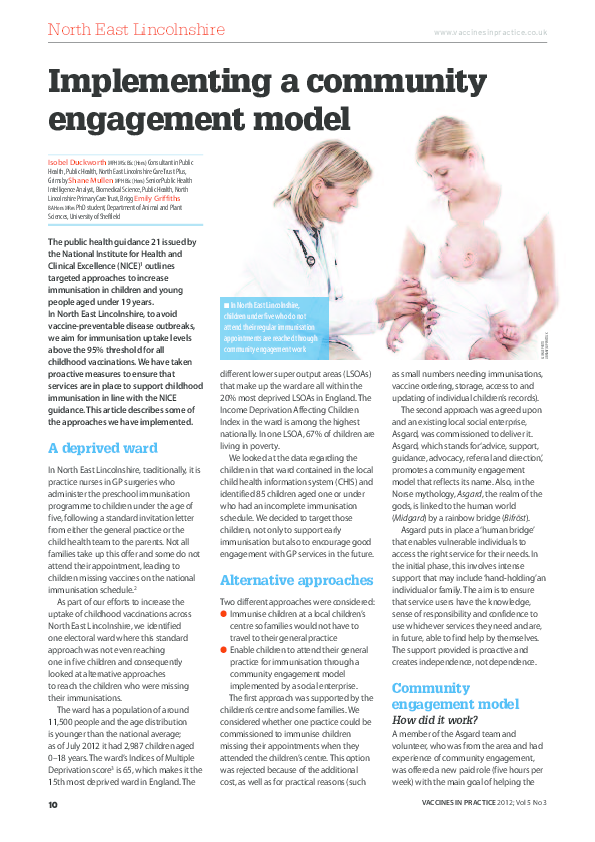 (PDF) Implementing a community engagement model