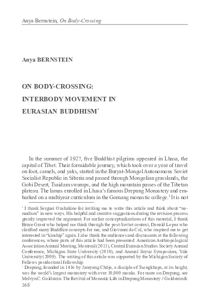 (PDF) On Body-Crossing: Interbody Movement in Eurasian Buddhism